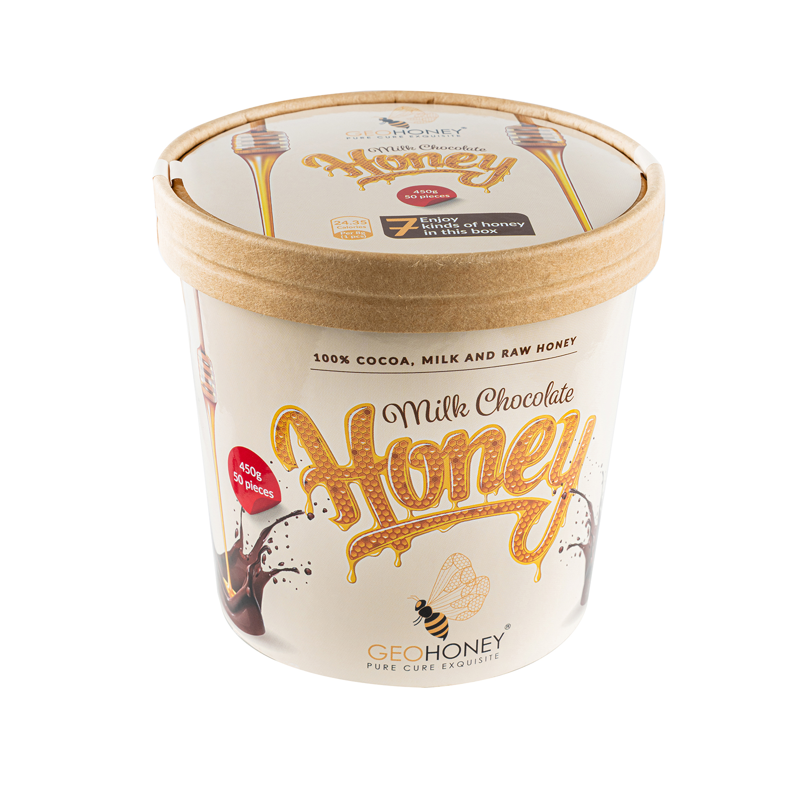 450gm Milk Honey Chocolate (50 Pcs) | Honey Sweetened Chocolate | Geohoney